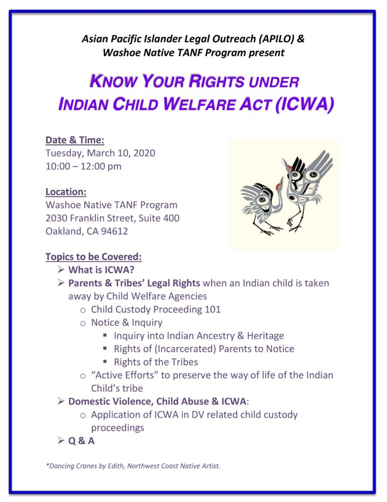 ICWA Know Your Rights Workshop - API Legal Outreach